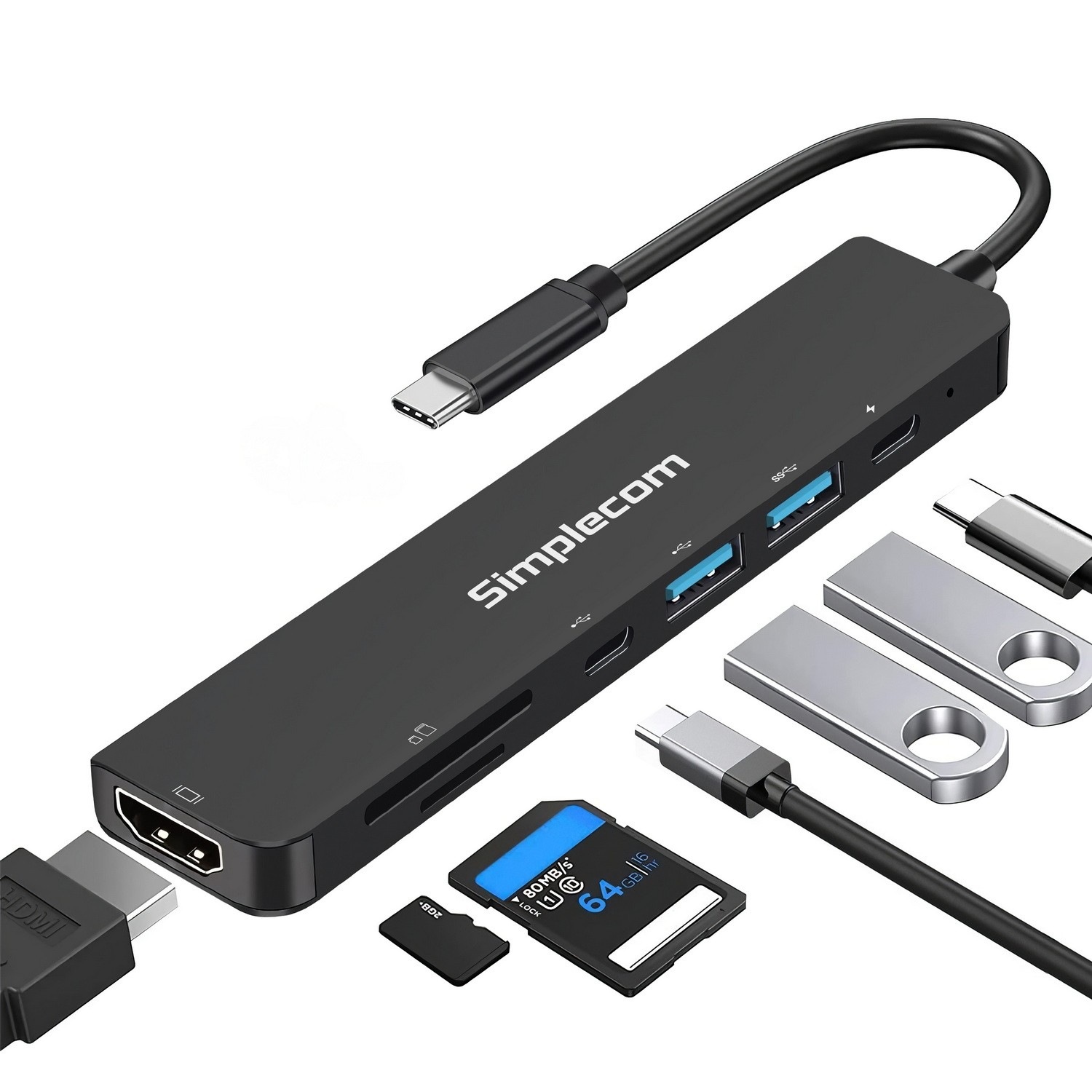 Buy Simplecom CH547 USB-C 7-in-1 Multiport Adapter USB Hub HDMI Card ...