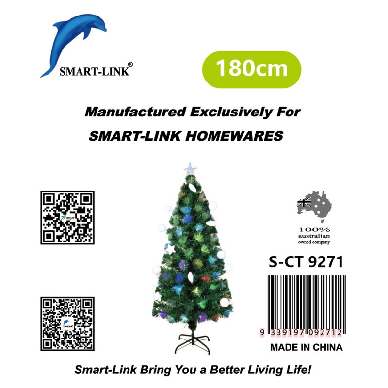Buy SMARTLINK Christmas Tree With Coloured Fibre Lights & White ...