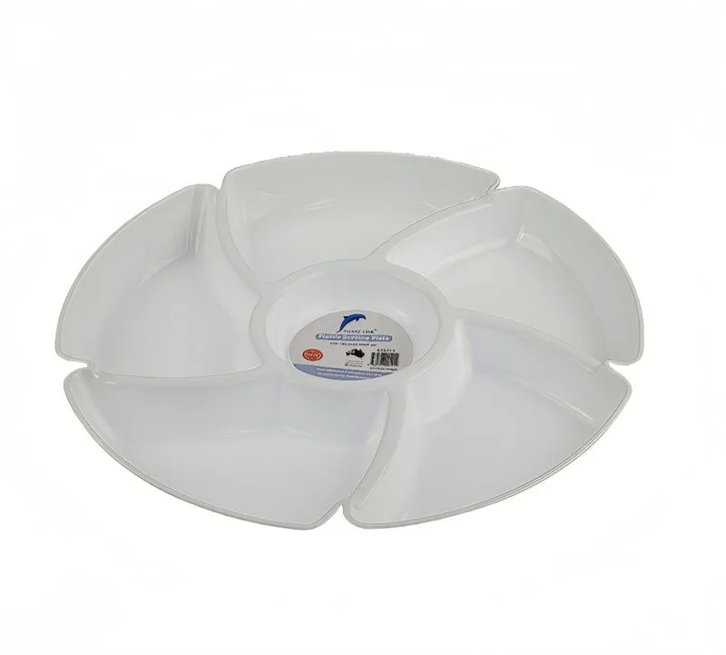 Buy Smartlink White Round Plastic Serving Tray with 6 Sections 32.3cm ...