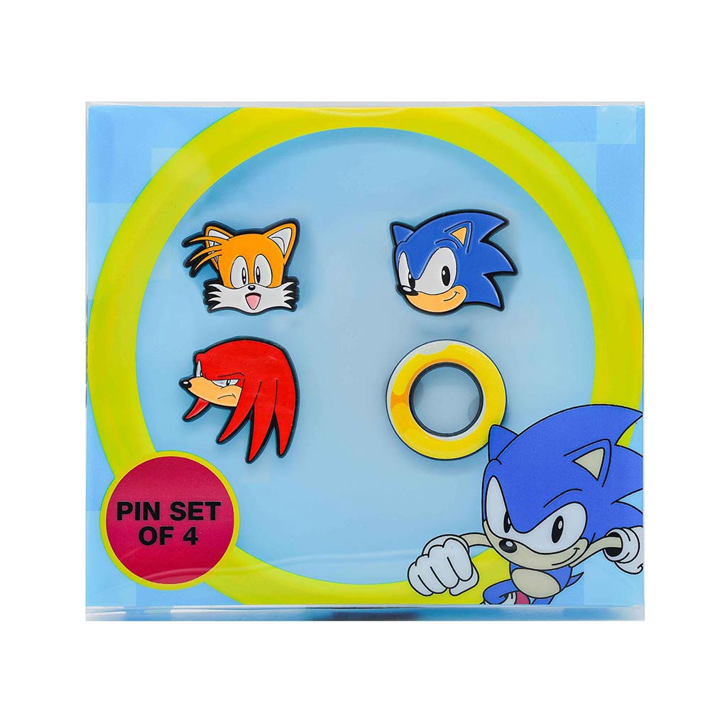 Buy Sonic the Hedgehog - Sonic, Tails, Knuckles & Ring Pins 4-Pack ...