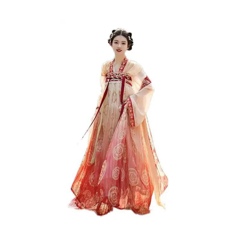 Buy Embroidery Hanfu Tang Style Half Arm Upper Garment Chest Length ...