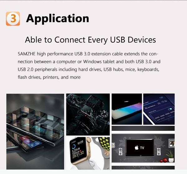 Buy Samzhe USB Extension Cable USB 3.0 Male to Female 5Gbps High Speed ...