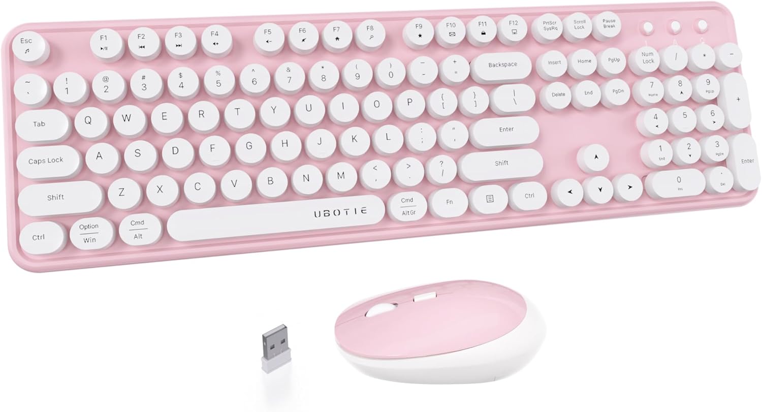 Buy UBOTIE Colorful Computer Wireless Keyboards Mouse Combos, Typewriter Flexible Keys Office ...