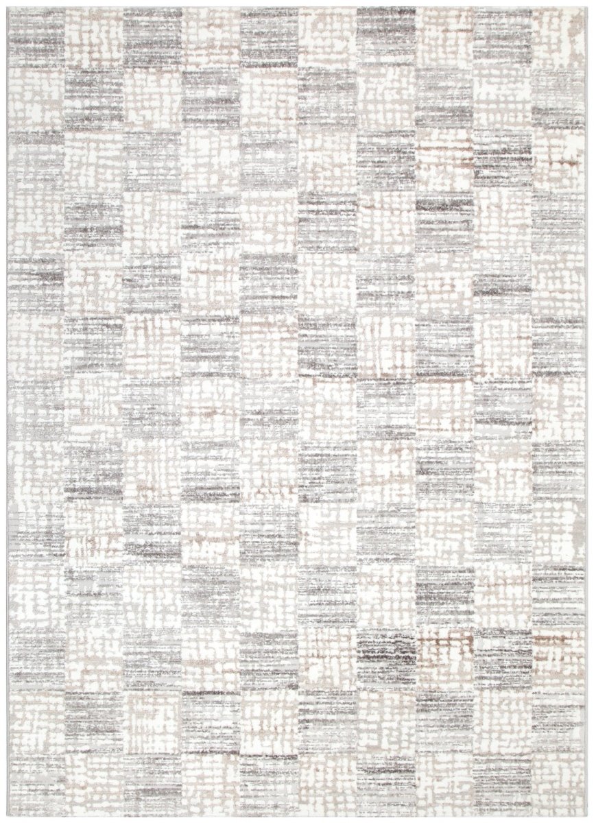 Buy Cleo Distressed Checkered Grey Beige Rug - MyDeal Australia