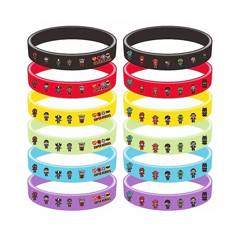 Buy Superhero Theme Rubber Bracelets Silicone Wristband 12pcs - MyDeal ...