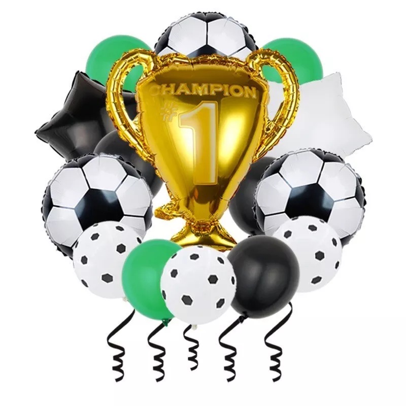 Buy 15Pcs Soccer Theme Balloon Decorating Set Champion Cup Soccer ...