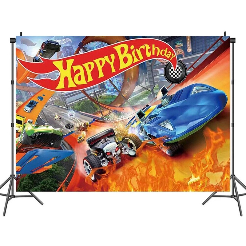 Buy Hot Wheels Birthday Backdrop Banner 150cm x 100cm - Racing Car ...