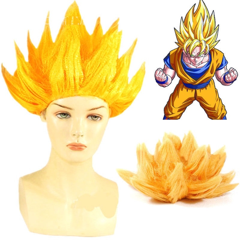 Buy Dragon Ball Z Goku Super Saiyan Yellow Wig Anime Cosplay Costume ...