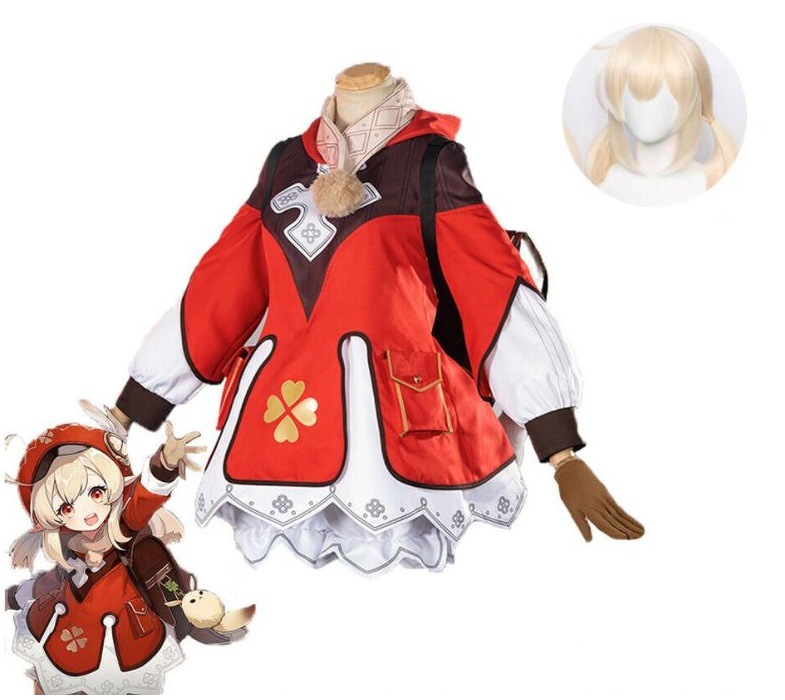 Buy Genshin Impact Klee Costume & Wig Anime Comicon Gaming Cosplay ...