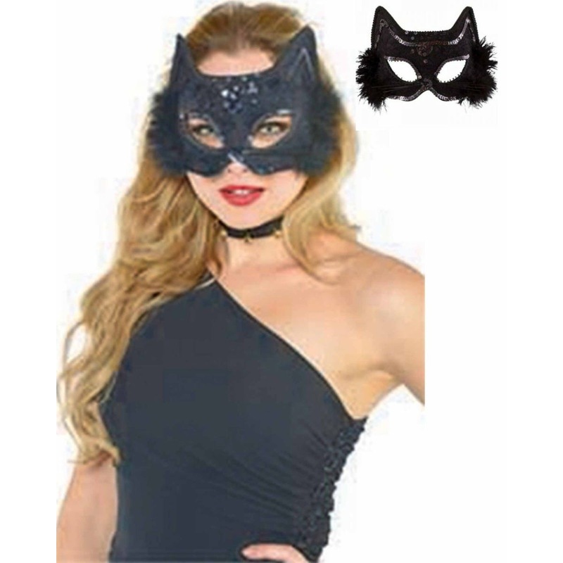 Buy Black Cat Marabou Feather Mask - MyDeal