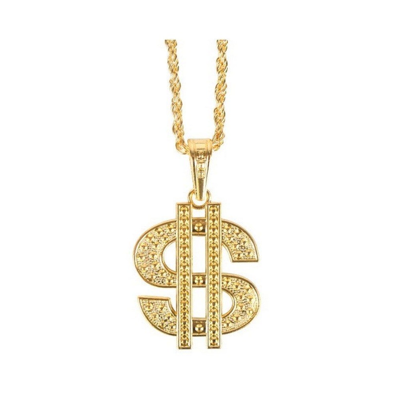 Buy Gold Dollar Sign Pimp Necklace - MyDeal