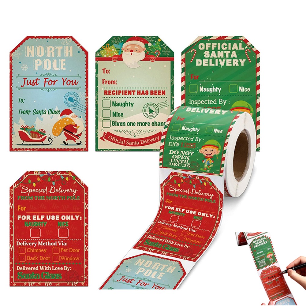 Buy 200Pcs Christmas Gift Tags Stickers Deer Name Tags Kraft Paper ...