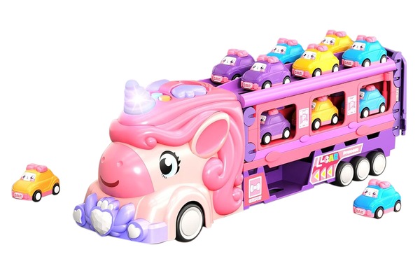 Buy Car Toys Unicorn Toys Truck with Foldable Race Track and 6 Princess ...