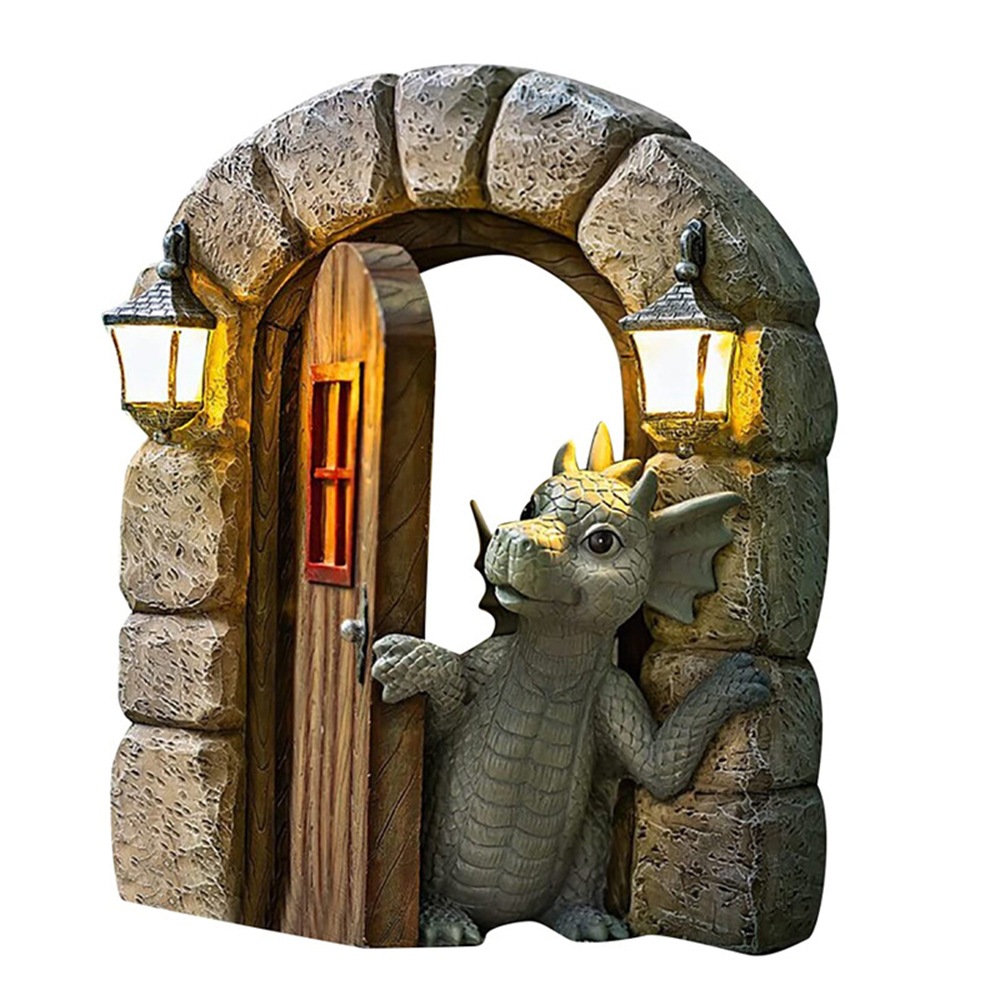 Buy Courtyard Dragon Gate Statue Resin Carving Ornament Garden Dragon ...
