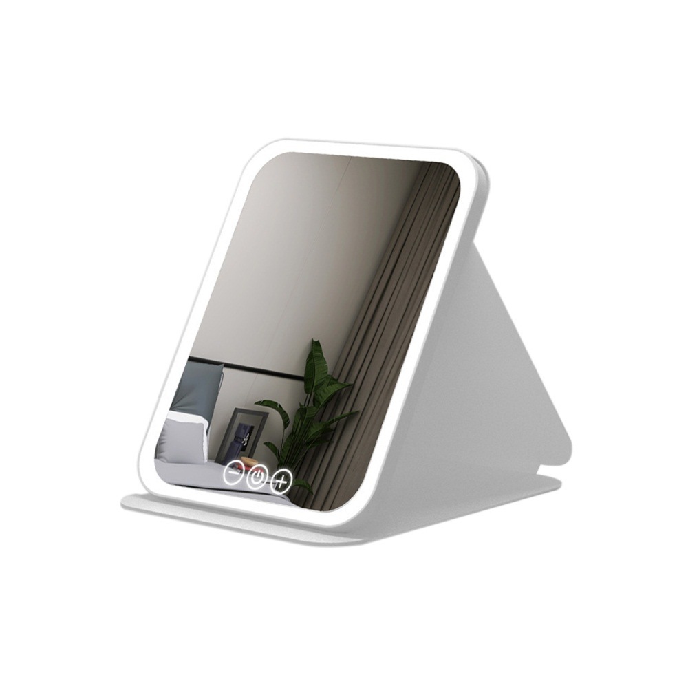 Buy Fold LED Dimmable Makeup Mirror with 3 Colors Adjustable Light ...