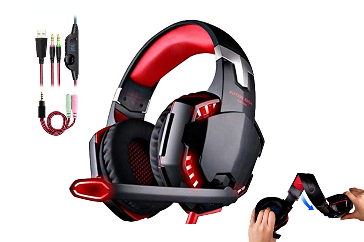 Buy Gaming Headset Bass Surround Over Ear Headphones with LED Lights ...