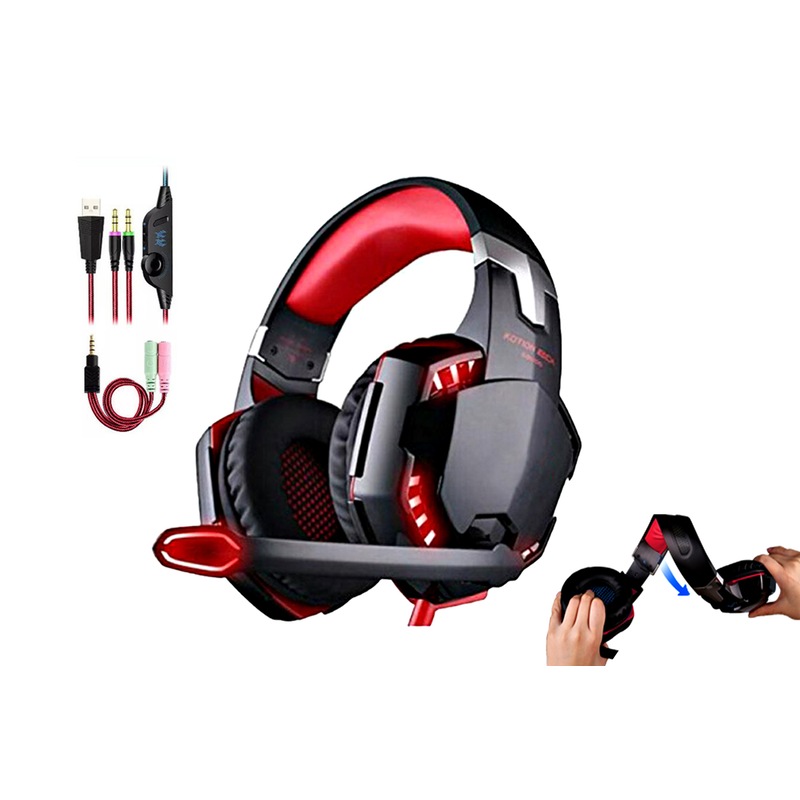 Buy Gaming Headset Bass Surround Over Ear Headphones with LED Lights ...