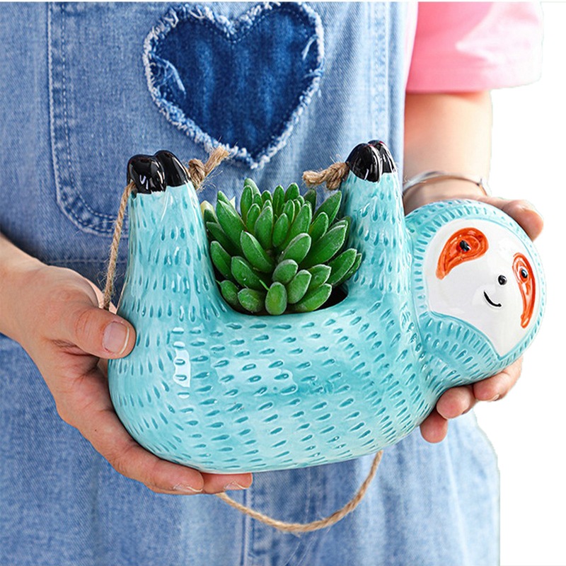 Buy Sloth Hanging Planters Pots Cute Wall Planter Succulent Air Plants ...