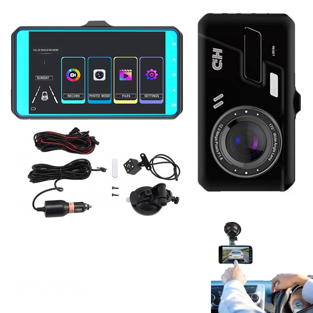 Buy Touch Screen Dash Cam 2 Channel Front and Rear Car Camera-Channel ...