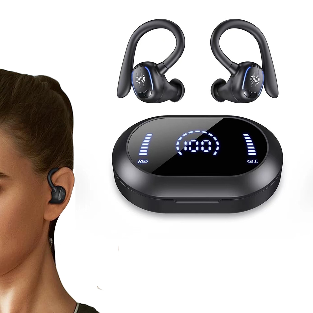 Buy Wireless Earbuds with LED Display and Ear Hooks - MyDeal Australia