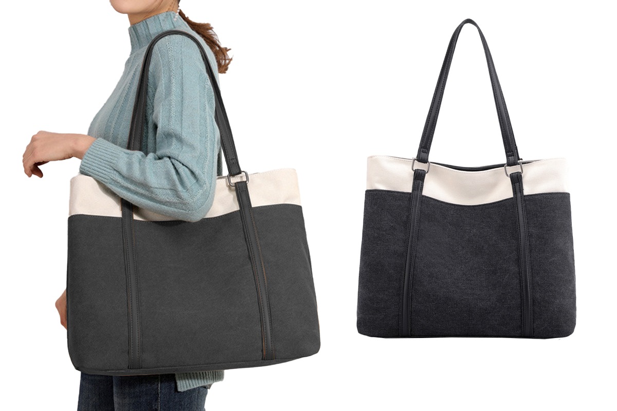 Buy Women Laptop Tote Bag Canvas Handbag Purse Shoulder Bag 15.6 Inch ...
