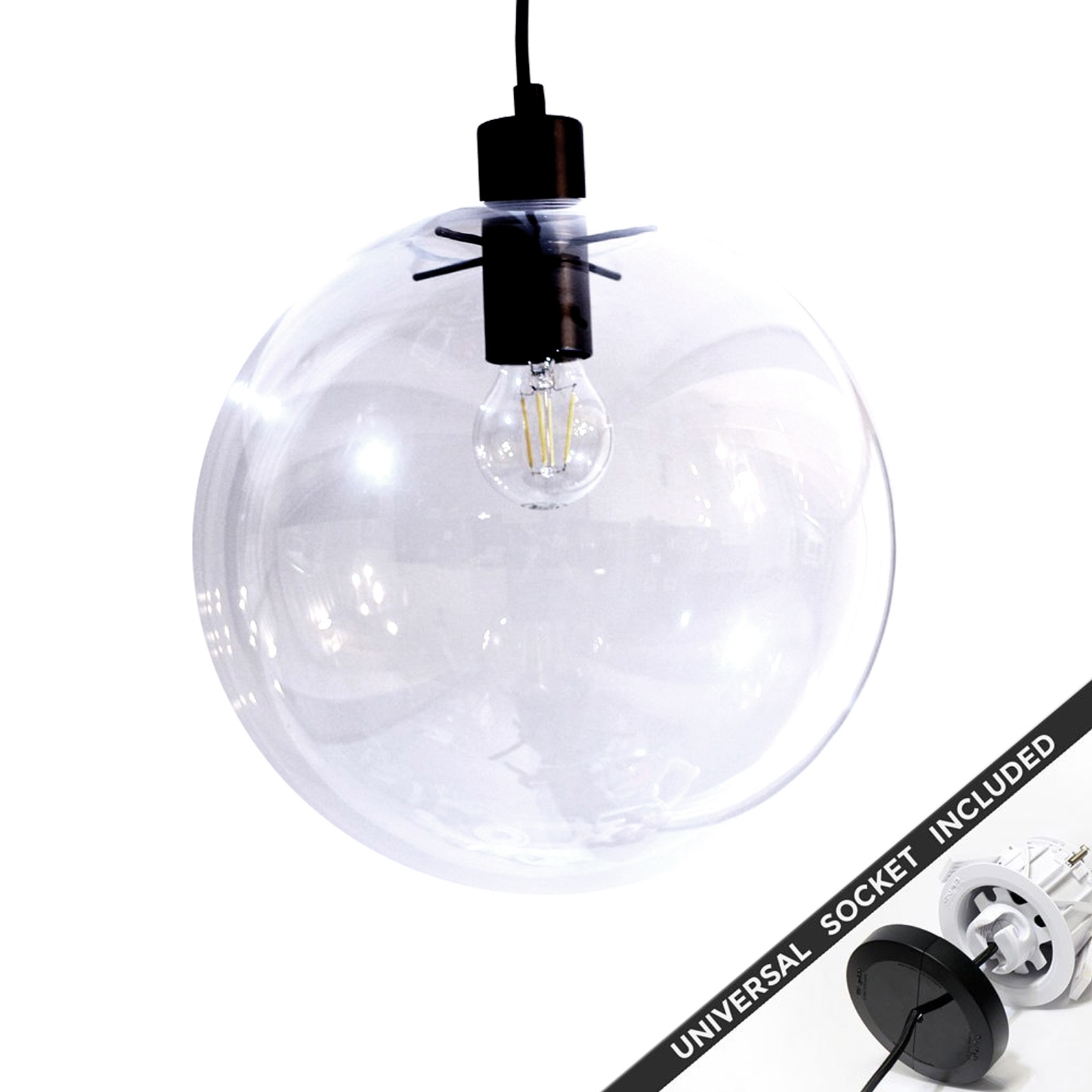 Buy Snap Lighting Heidi Black Glass Downlight to Pendant Light ...