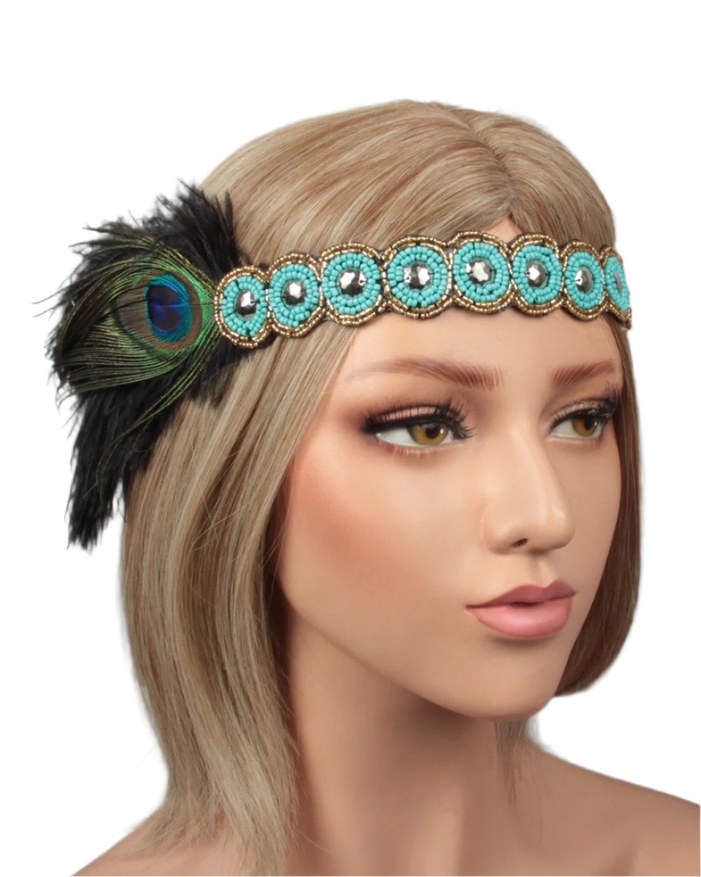 Buy 1920s Peacock Feather Vintage Bridal Great Gatsby Flapper Headpiece ...