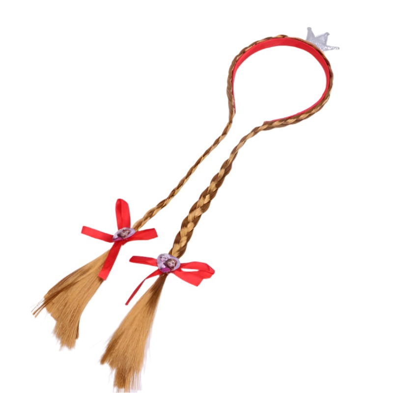 Buy Frozen Anna Girls Disney Princess Wig Headband Hair Plait with Pink ...