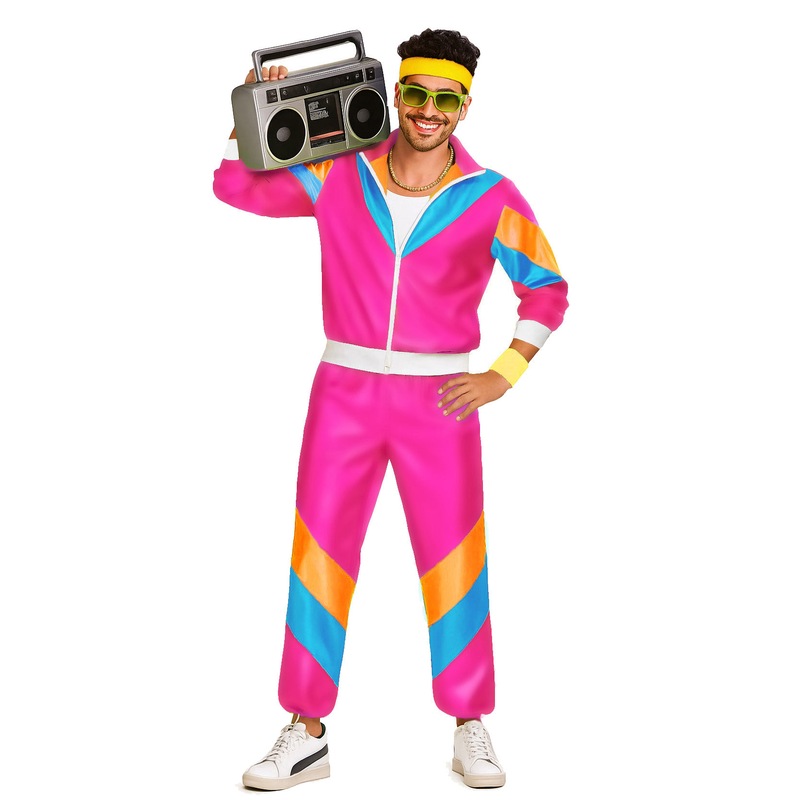 Buy Hot Pink Mens 1980s Shell Suit Tracksuit - MyDeal