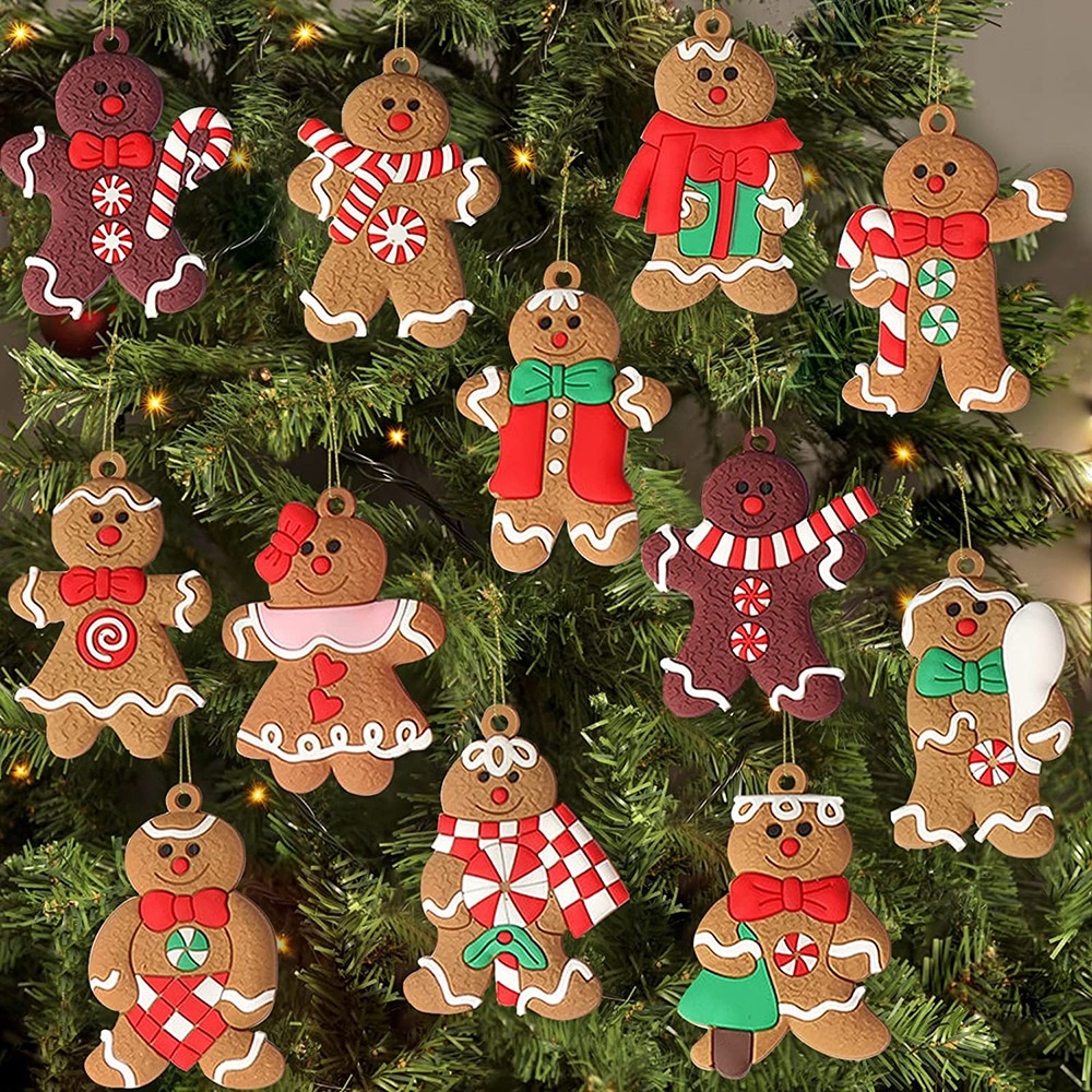 Buy 12pcs Gingerbread Man Ornaments for Christmas Tree Hanging ...