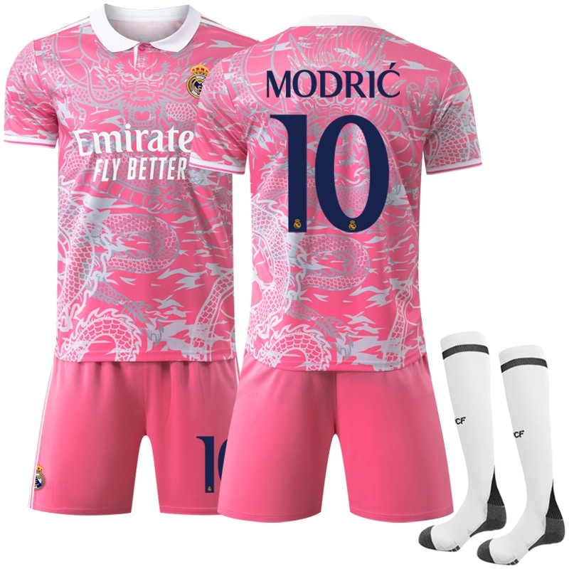 Buy 2025 Real Madrid Football Jersey No.10 MODRIC Pink Dragon Pattern ...