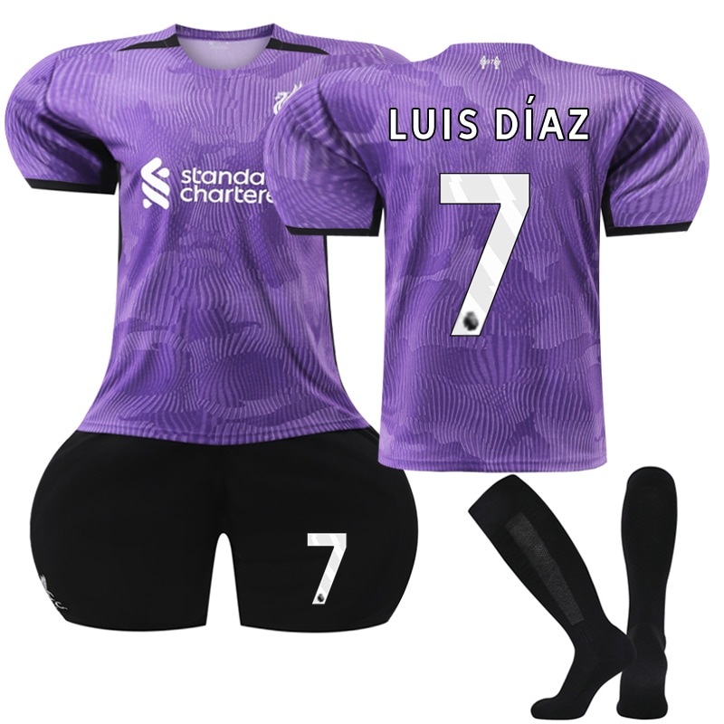 Buy 23-24 Liverpool Second Away Purple Football Uniform Set No.7 LUIS ...