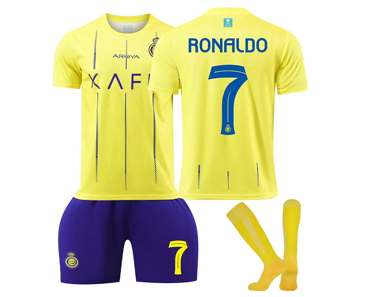 Buy 2324 Al-Nassr FC Home Boys Men's Football Soccer Jersey Training Suits Ronaldo 7 With Yellow ...