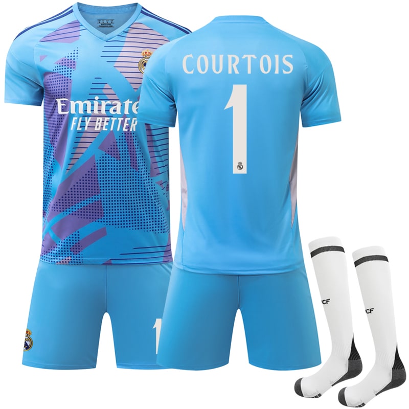 Buy 24-25 Real Madrid Goalkeeper Uniform Football Jersey Suit No.1 ...