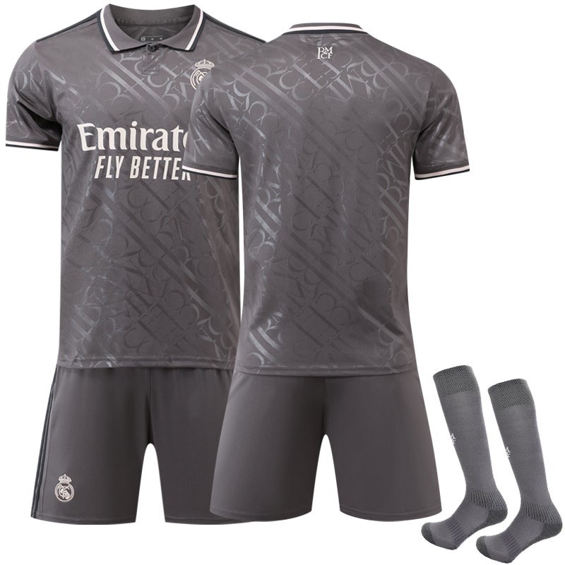 Buy 2425 Real Madrid Jersey Grey Second Guest Football Uniform Set For ...