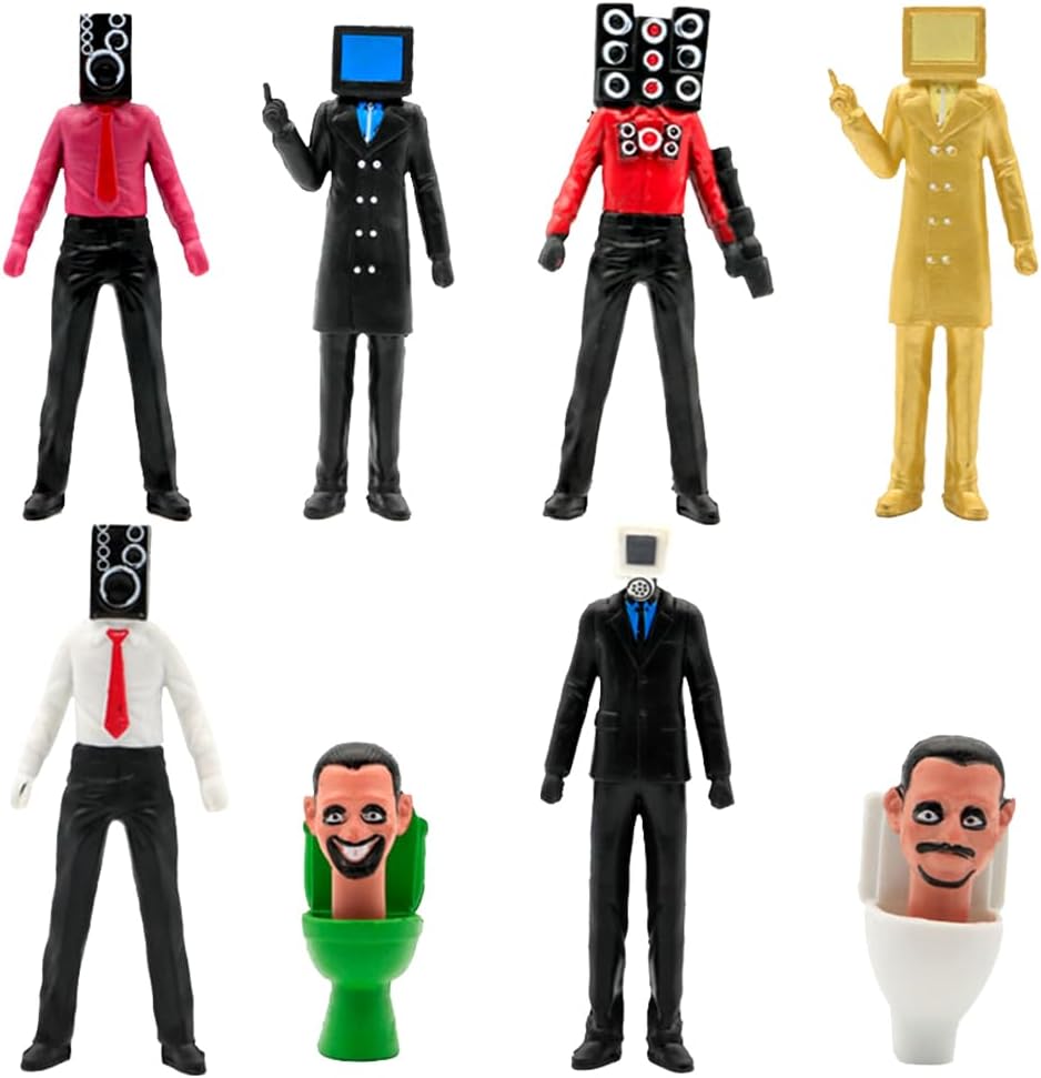 Buy 8pcs Skibidi Toilet Cake Topper Figures - Birthday Party Decoration ...