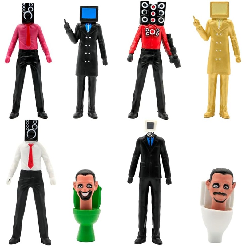Buy 8pcs Skibidi Toilet Cake Topper Figures - Birthday Party Decoration ...