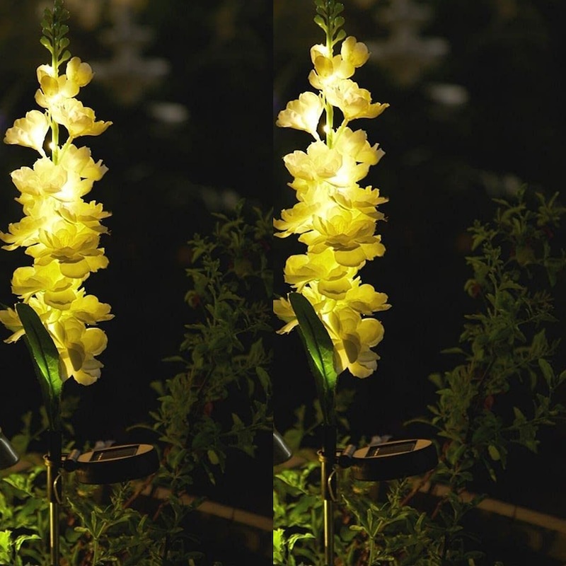 Buy 2 Pack Solar Hyacinth Flower Lights Garden Stake Violet Flower ...