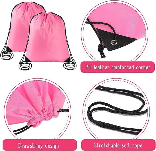 Buy 2 Pcs Pink Drawstring Backpack Bags Sports Cinch Sack String Bags ...