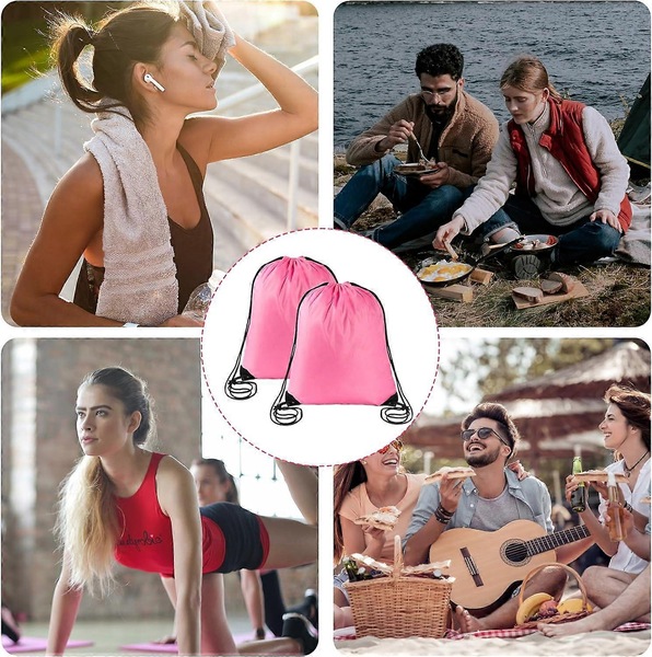 Buy 2 Pcs Pink Drawstring Backpack Bags Sports Cinch Sack String Bags ...