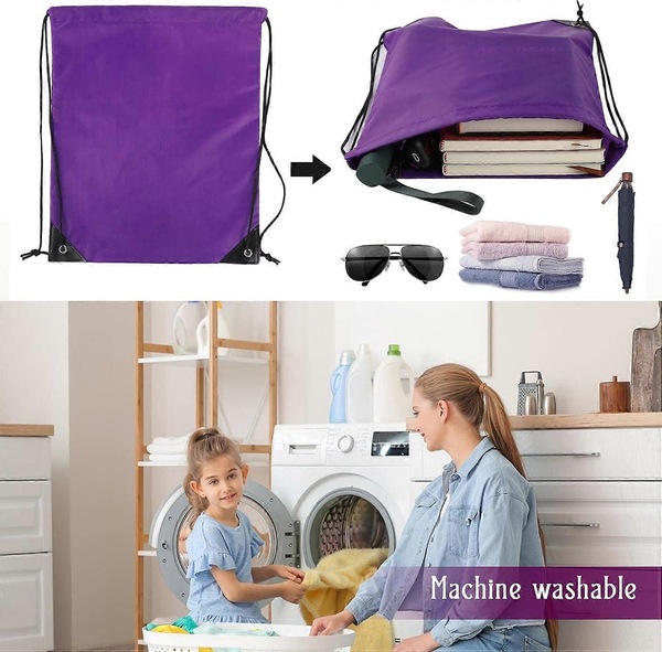 Buy 2PCS Drawstring Bags PE Bags Drawstring Gym Bag Orange Purple Draw ...