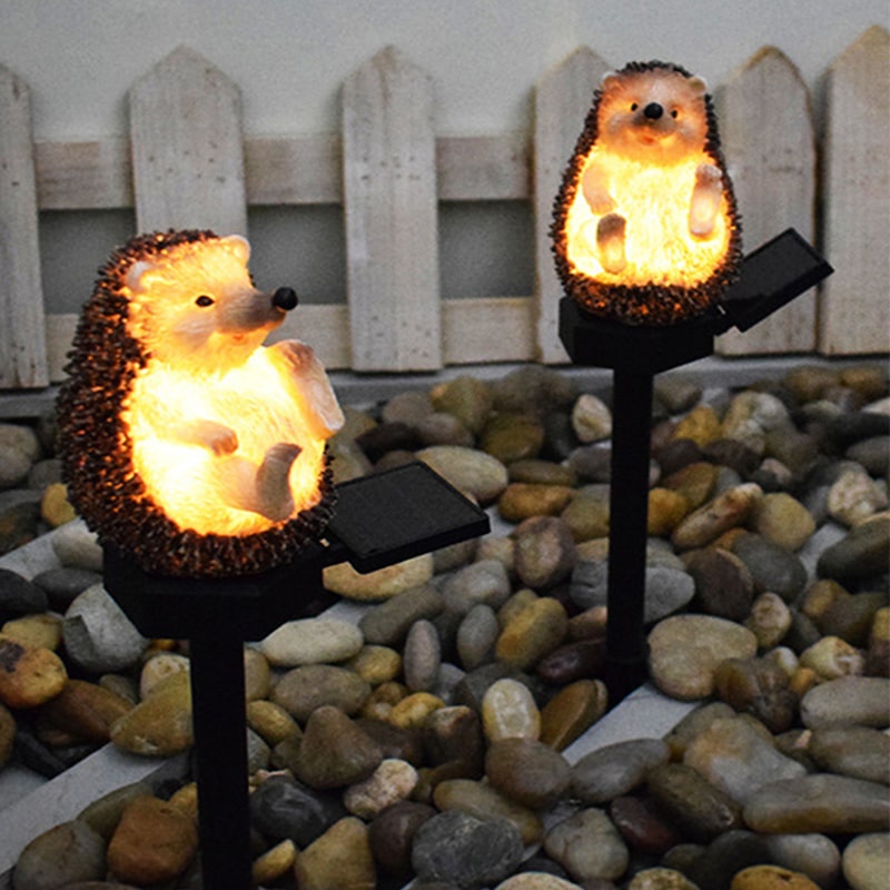 Buy 2pcs Garden Solar Lights Hedgehog Stake Lights Decorative Outdoor ...