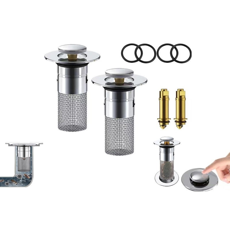 Buy 2Pcs Universal Bathroom Sink Plug Pop-Up Stopper Wash Basin Core ...