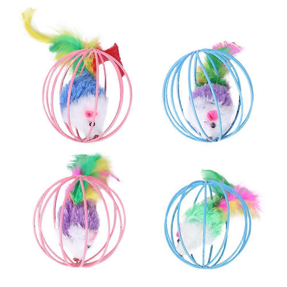 Buy 4pcs Caged Rats Interactive Hide Plush Mouse Ball Toys Creative ...