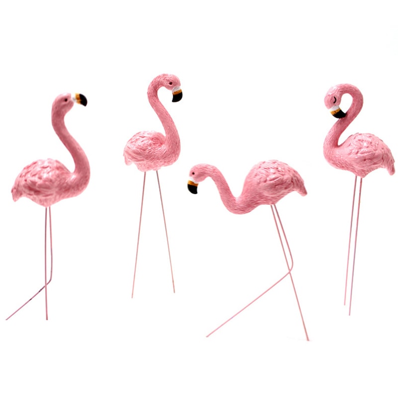 Buy 4Pcs Small Pink Flamingo Statue Landscape Decoration Set Yard ...