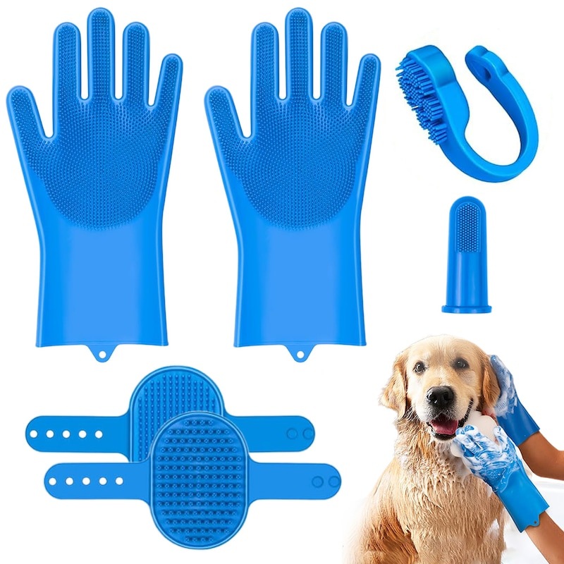Buy 6PCS Pet Grooming Kit Pet Bathing Supplies Dog Washing Gloves Dog ...