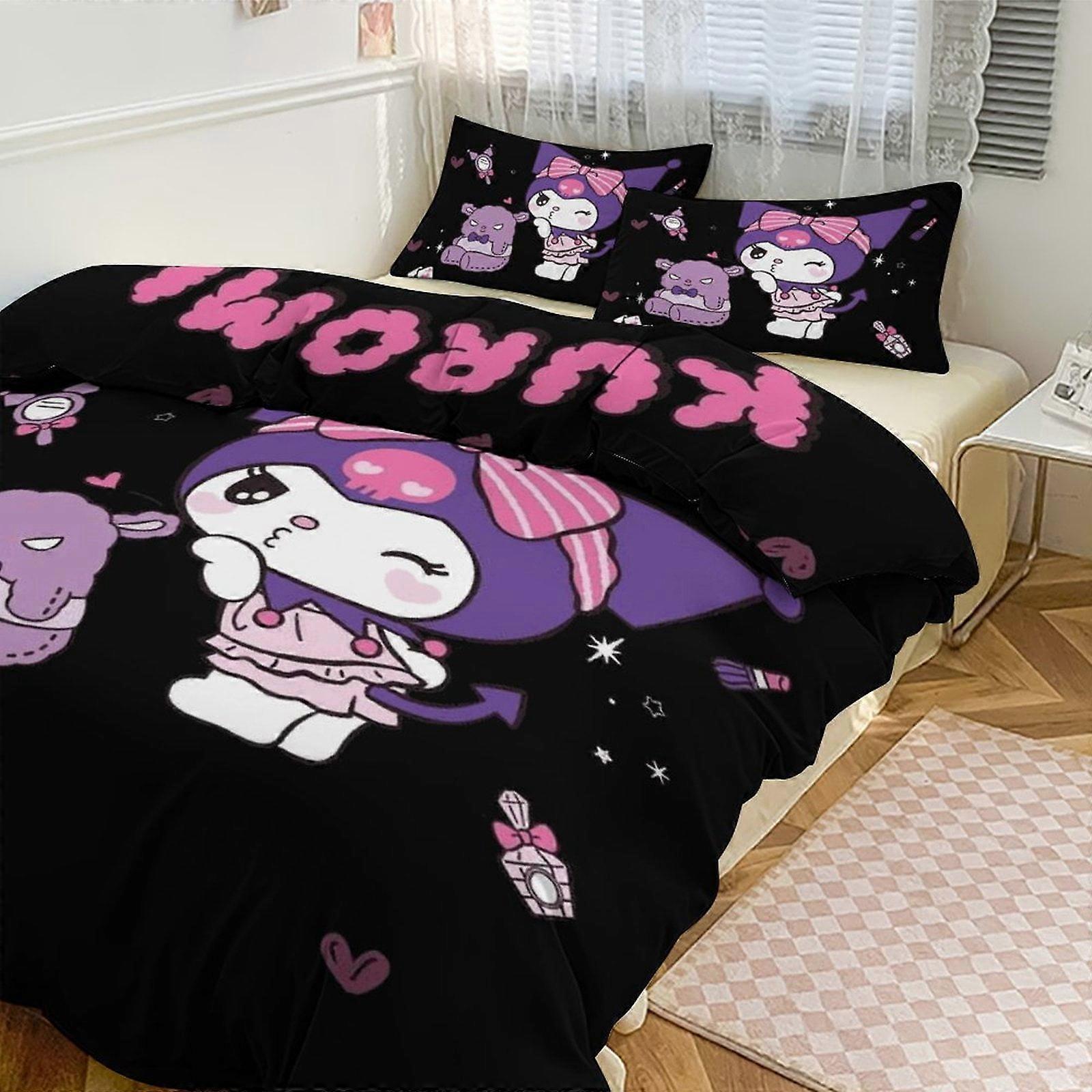 Buy a2386 Kuromi Cute Cartoon Character Duvet Cover Set Bedding Set 1 ...