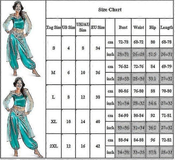 Buy Aladdin Alibaba Jasmine Princess Costume Fancy Dress Outfit Set For ...