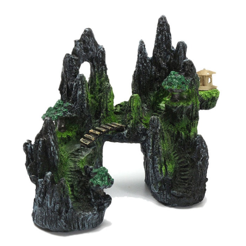 Buy Aquarium Decoration Large Triangle Mountain View Resin Bridge ...