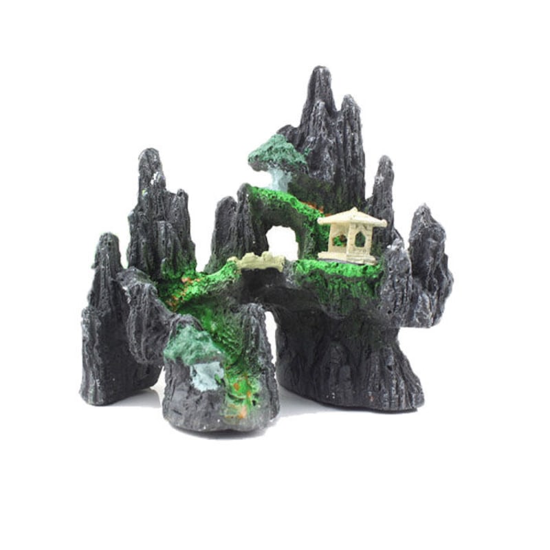 Buy Aquarium Decoration Little Triangle Mountain View Resin Bridge ...